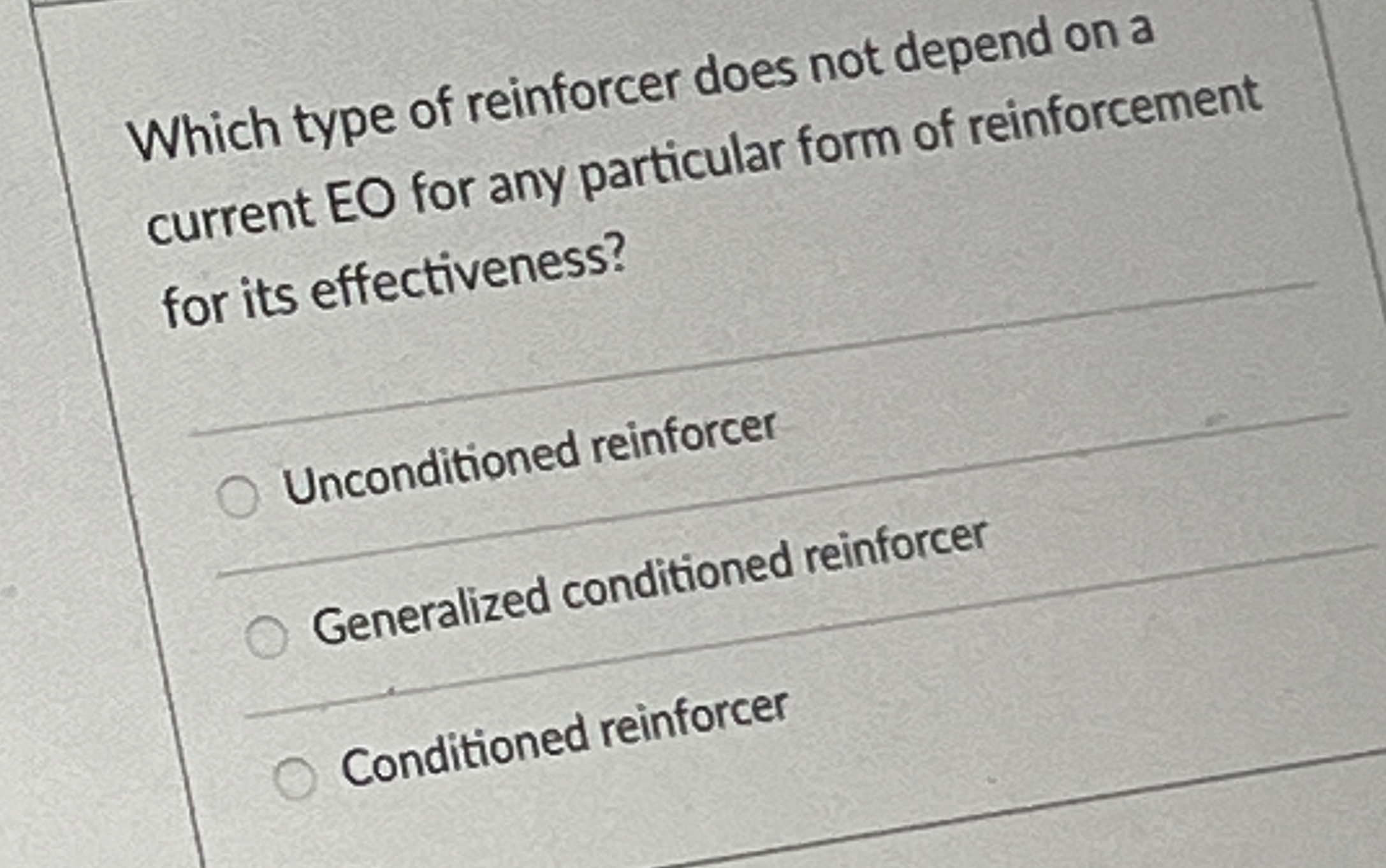 Solved Which type of reinforcer does not depend on a current | Chegg.com