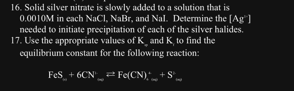 Solved Solid silver nitrate is slowly added to a solution | Chegg.com