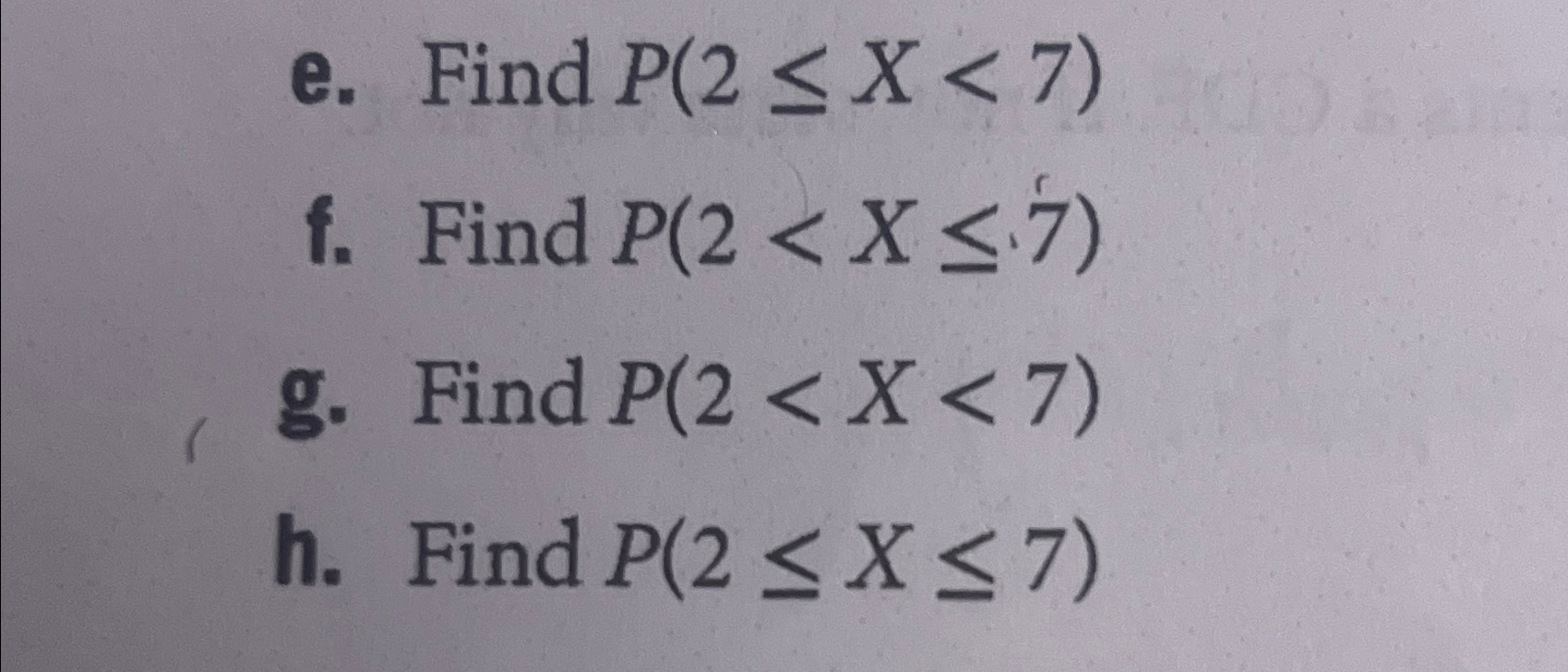 e. ﻿Find P(2≤x