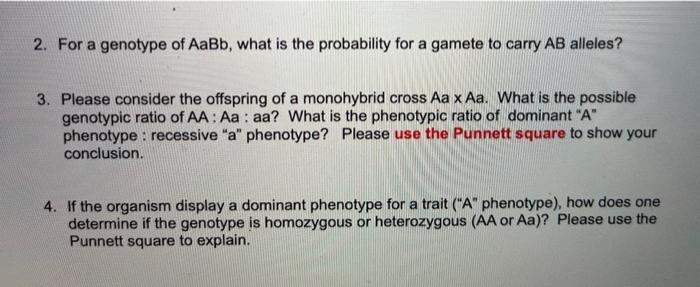 Solved 2. For a genotype of AaBb, what is the probability | Chegg.com