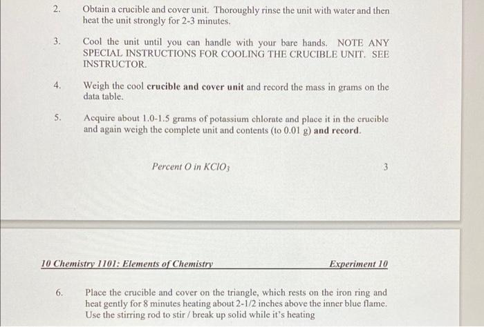 Solved 10 Chemistry 1101: Elements of Chemistry Experiment | Chegg.com