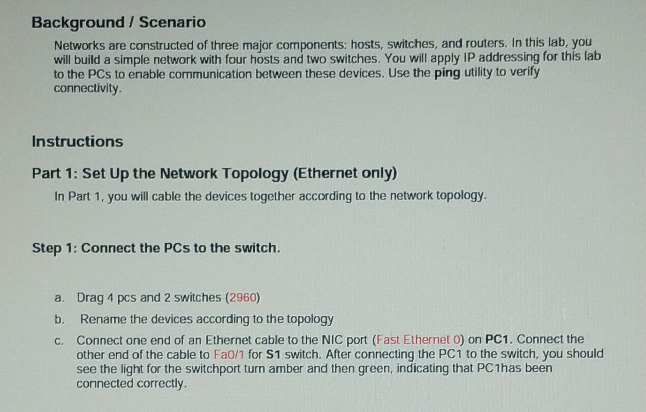 Solved d. Connect one end of an Ethernet cable to the | Chegg.com