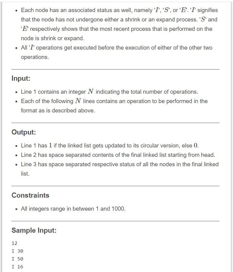 Solved Shrink and Expand Linked List Problem Code: Implement | Chegg.com
