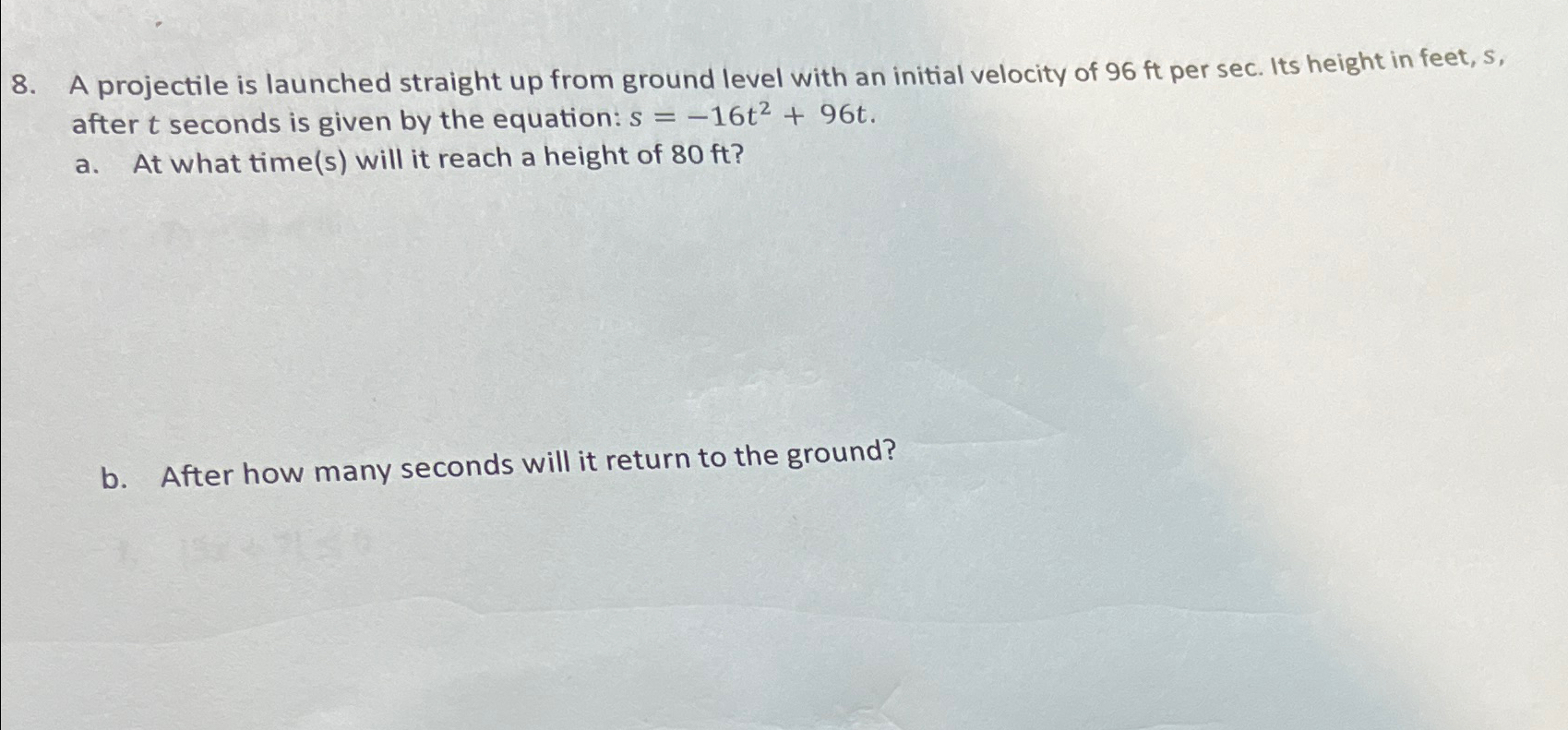 Solved A projectile is launched straight up from ground | Chegg.com