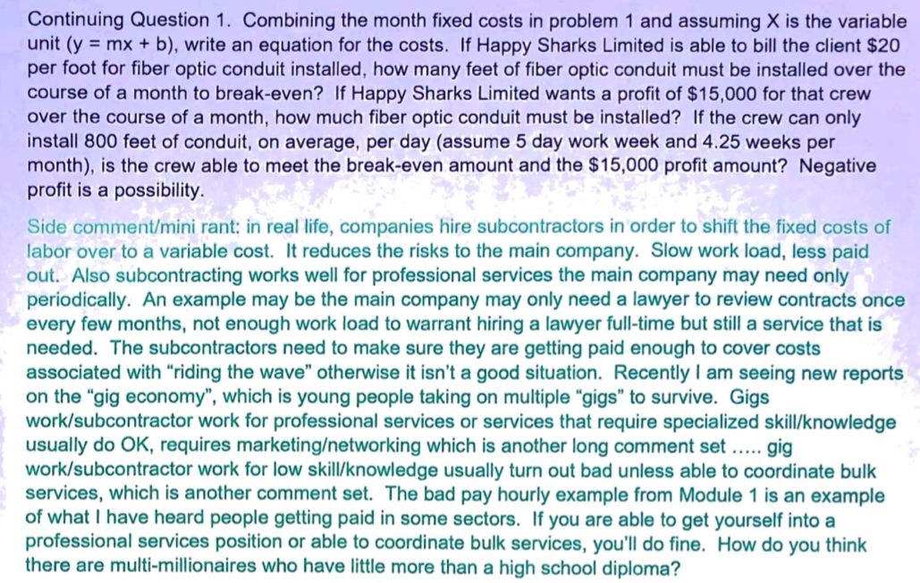Solved Continuing Question 1. ﻿Combining the month fixed | Chegg.com