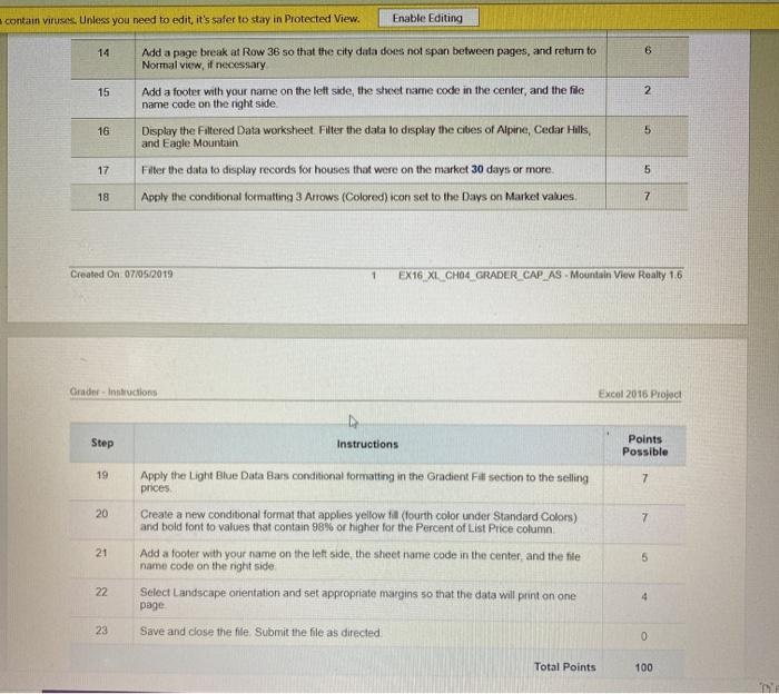 Solved Grader Instructions Excel 2016 Project | Chegg.com