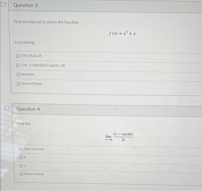 Solved Find the interval (s) where the function \[ | Chegg.com