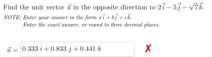 Solved Find the unit vector vec(u) ﻿in the opposite | Chegg.com