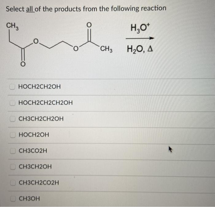 Solved Select all of the products from the following | Chegg.com
