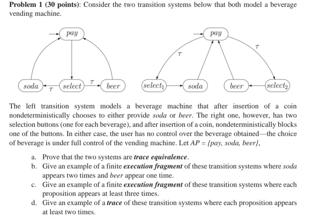 Solved Consider the two transition systems below that both | Chegg.com