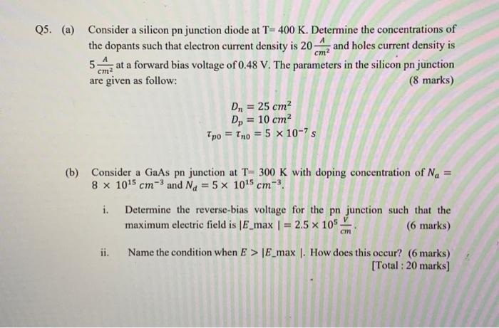Solved (a) Consider a silicon pn junction diode at \\( | Chegg.com