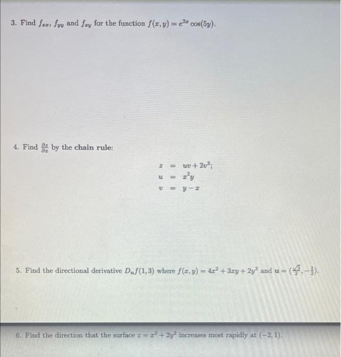 Solved 3. Find fxx,fyy and fxy for the function | Chegg.com