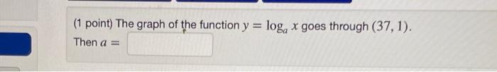Solved (1 point) The graph of the function y=logax goes | Chegg.com