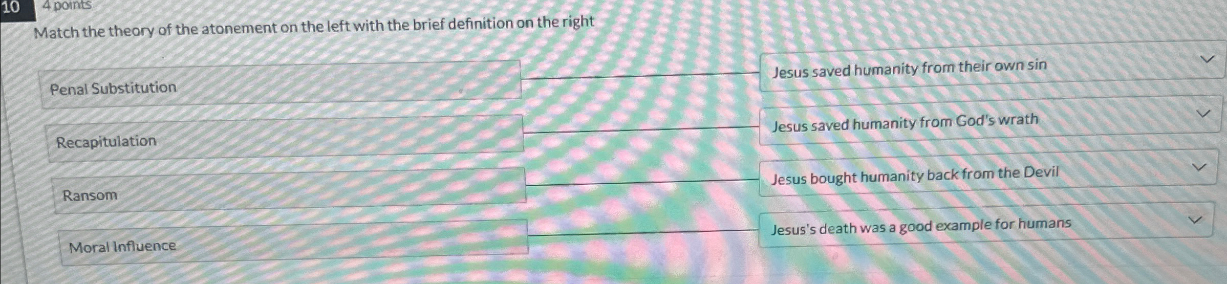 Solved 4 ﻿pointsMatch the theory of the atonement on the | Chegg.com