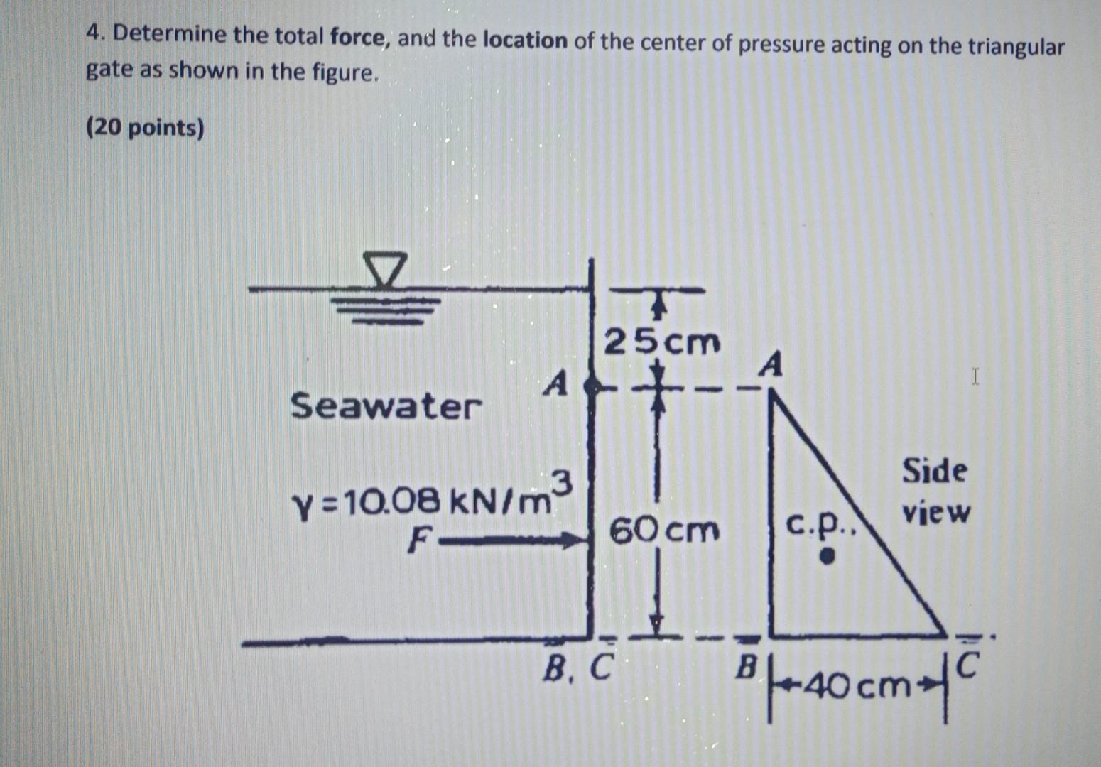 [Solved]: 4. Determine the total force, and the lo