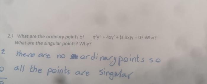 Solved 2.) What are the ordinary points of | Chegg.com