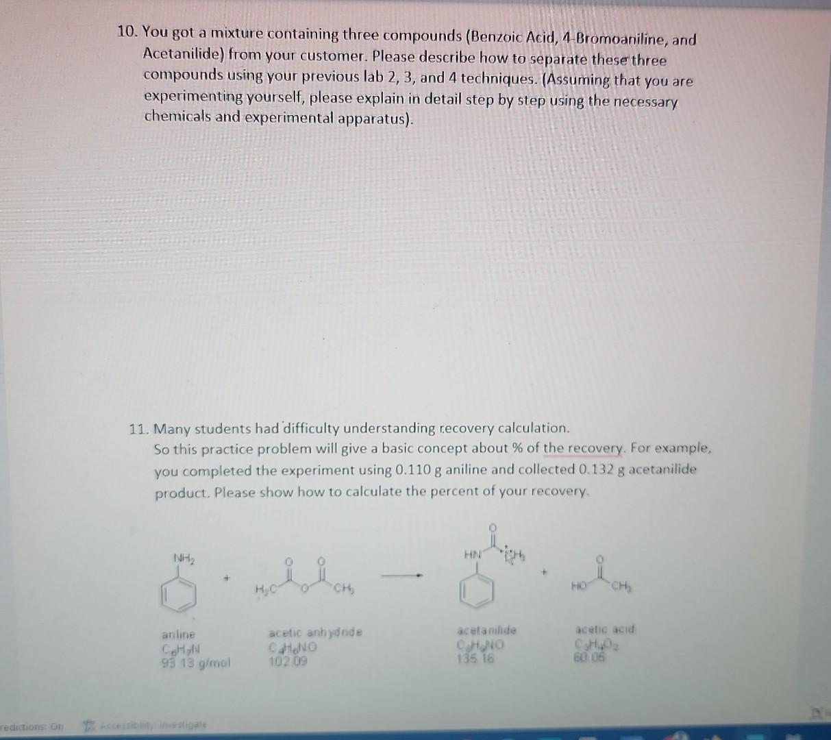 Solved 10. You got a mixture containing three compounds | Chegg.com
