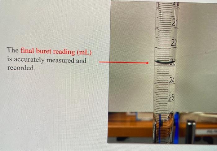 Solved 22 The final buret reading (mL) is accurately | Chegg.com