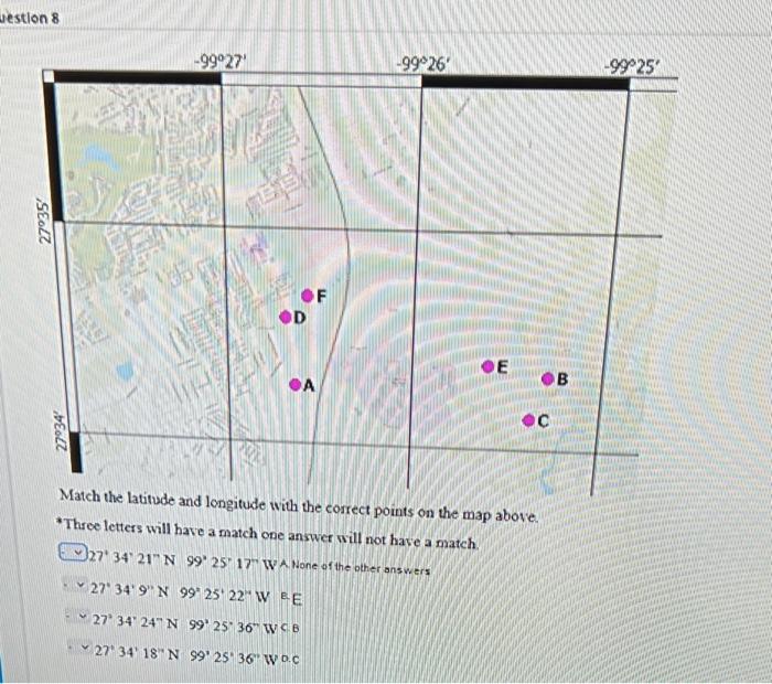 Solved Match the latitude and longitude with the correct | Chegg.com