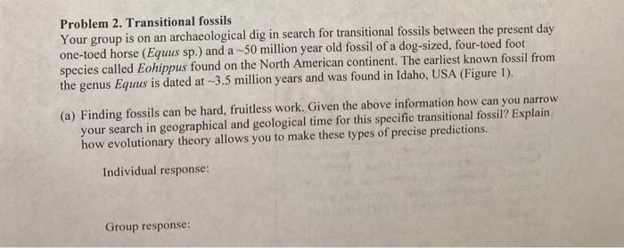 Solved Problem 2. Transitional fossils Your group is on an | Chegg.com