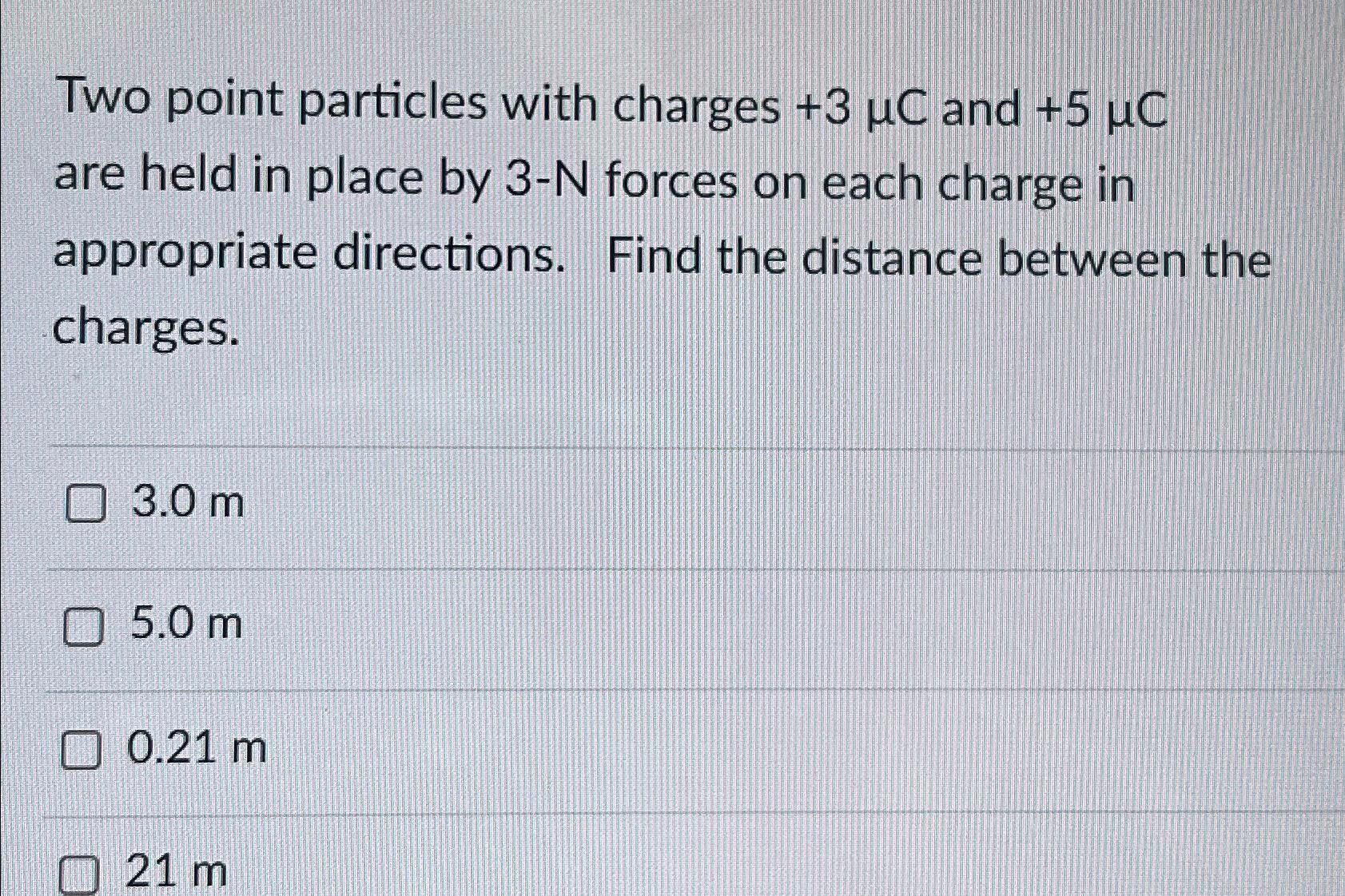 Solved Two point particles with charges +3\\\\mu C and | Chegg.com