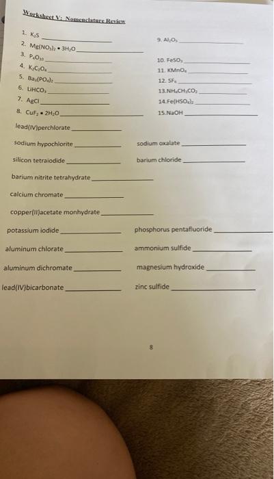 Solved 1. κ2S 2. Me(NO3l2⋅H3O 9. AJ2O 3. P4O3a 4. K2C2O4 10. | Chegg.com