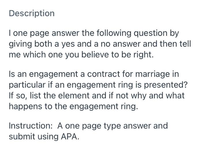 Solved Description I one page answer the following question | Chegg.com