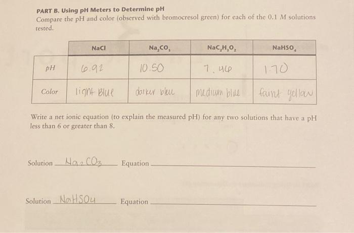 Solved PART A. Using Indicators to Determine pH Circle the | Chegg.com