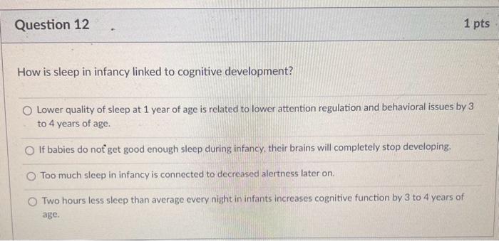 Solved How is sleep in infancy linked to cognitive | Chegg.com
