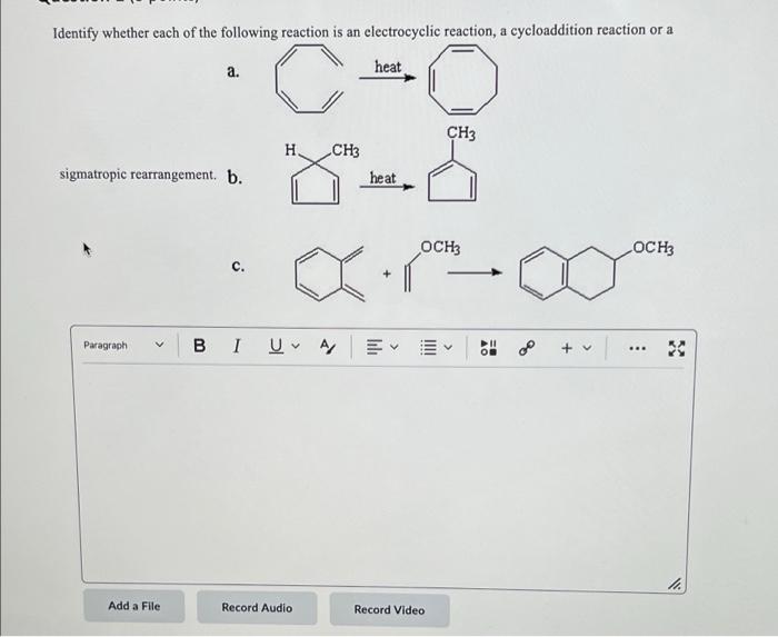 Solved Identify whether each of the following reaction is an | Chegg.com