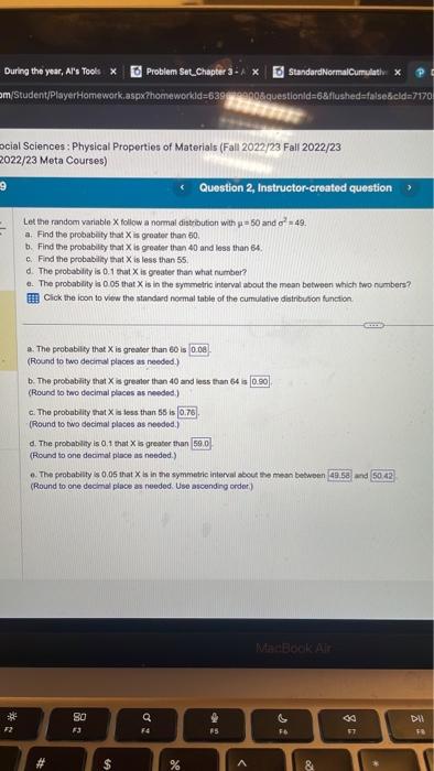 Solved Let the random variable X follow a normal | Chegg.com