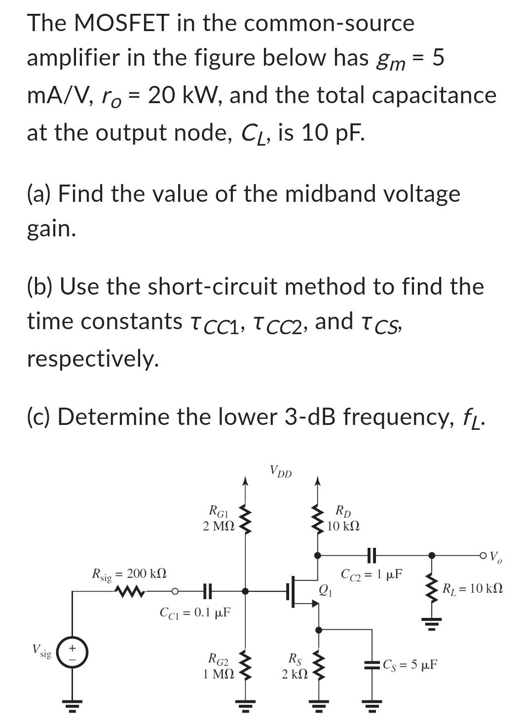 Solved The MOSFET in the common-source amplifier in the | Chegg.com