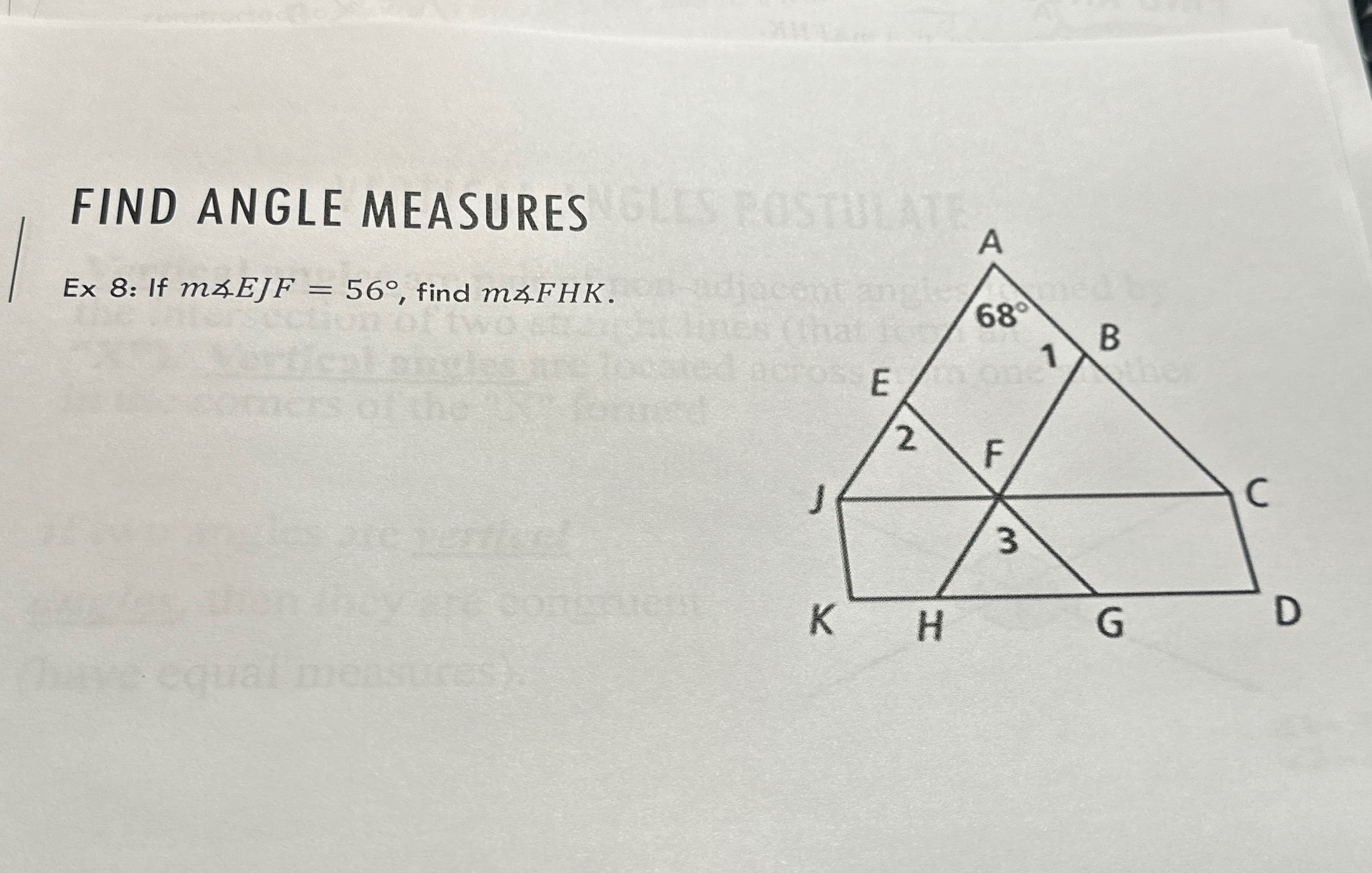 Solved FIND ANGLE MEASURESEx 8: If mEJF=56°, ﻿find m