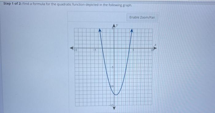 Solved Step 1 of 2 : Find a formula for the quadratic | Chegg.com