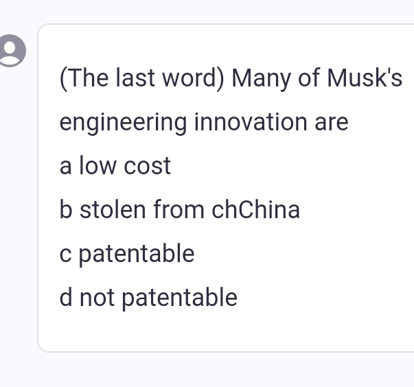 Solved (The last word) ﻿Many of Musk's engineering | Chegg.com