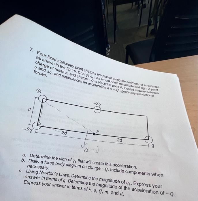 Solved a. Determine the sign of q4 that will create this | Chegg.com