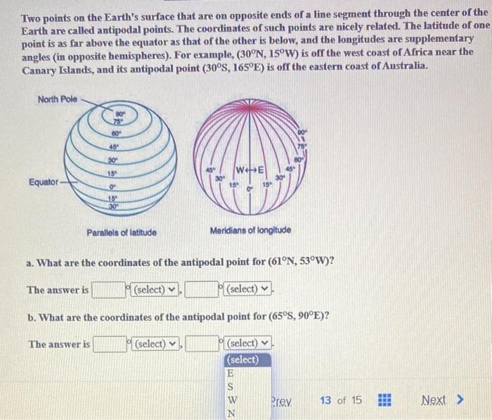 Solved Two points on the Earth's surface that are on | Chegg.com