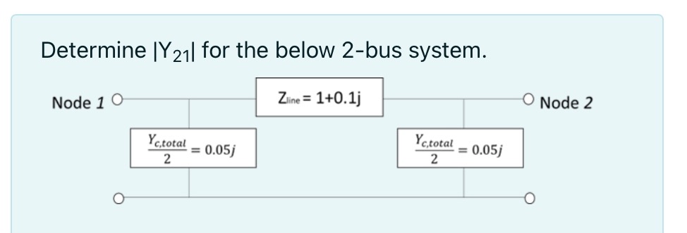 Solved Determine |Y21| ﻿for the below 2-bus system.Node | Chegg.com