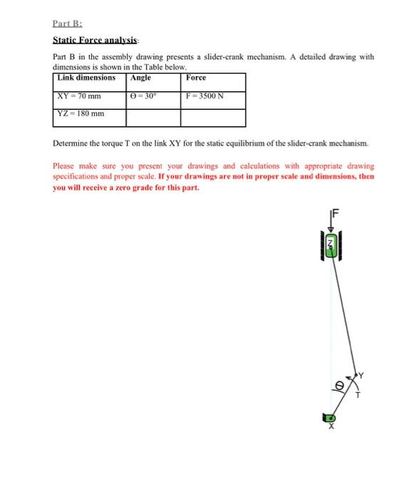 Solved Part B: Static Force analysis Part B in the assembly | Chegg.com