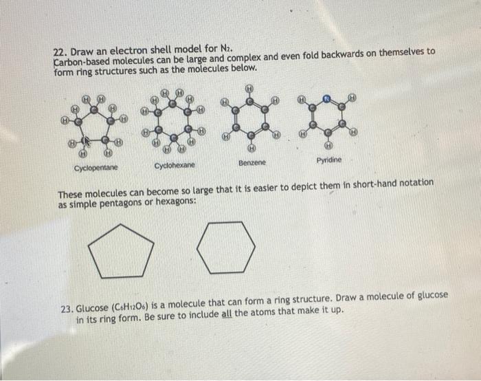 Solved 22. Draw an electron shell model for N2. Carbon-based | Chegg.com