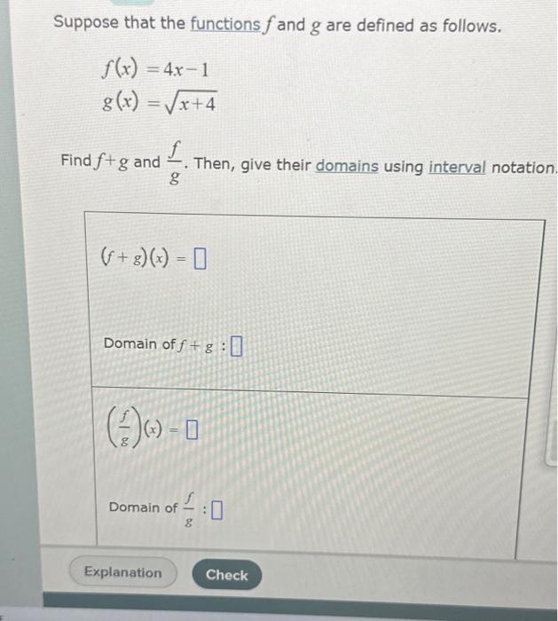 Solved Suppose that the functions f and g are defined as | Chegg.com