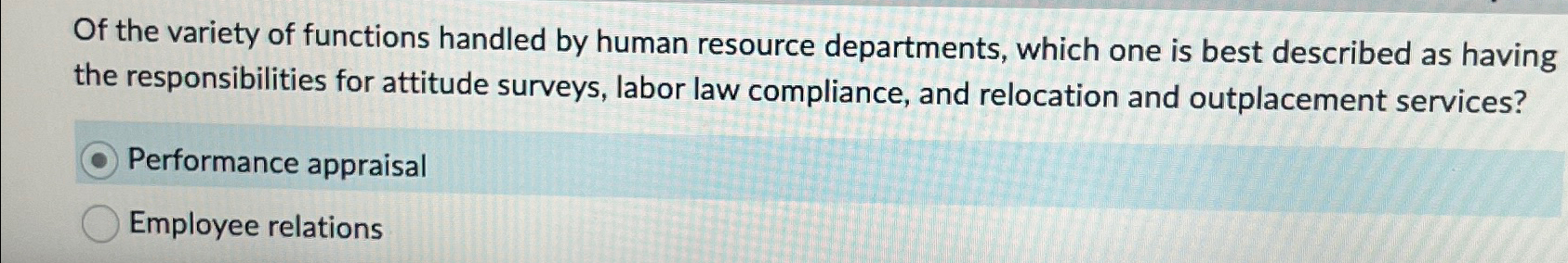 Solved Of the variety of functions handled by human resource | Chegg.com