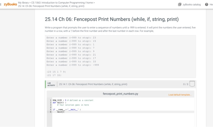 Solved Zybooks My Library Cs 1063 Introduction To Computer