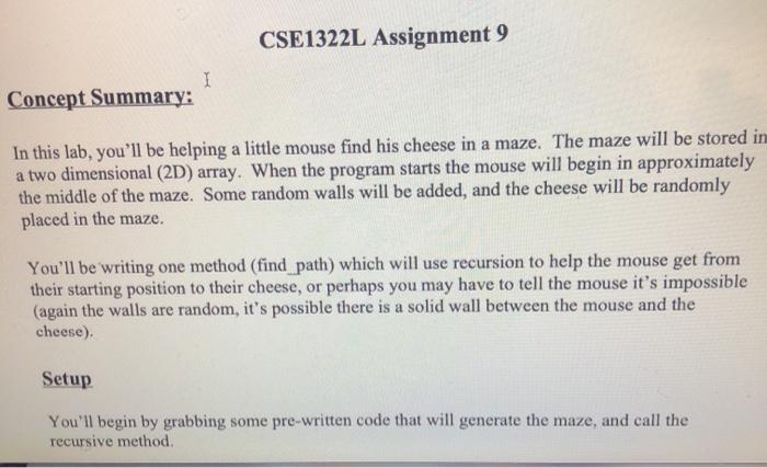 CSE1322L Assignment 9 I Concept Summary: In this lab, | Chegg.com
