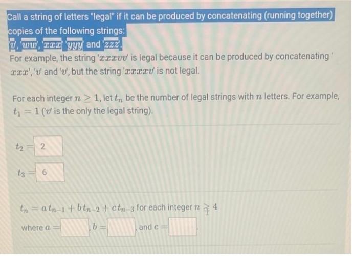 Solved Call a string of letters "legal" if it can be | Chegg.com