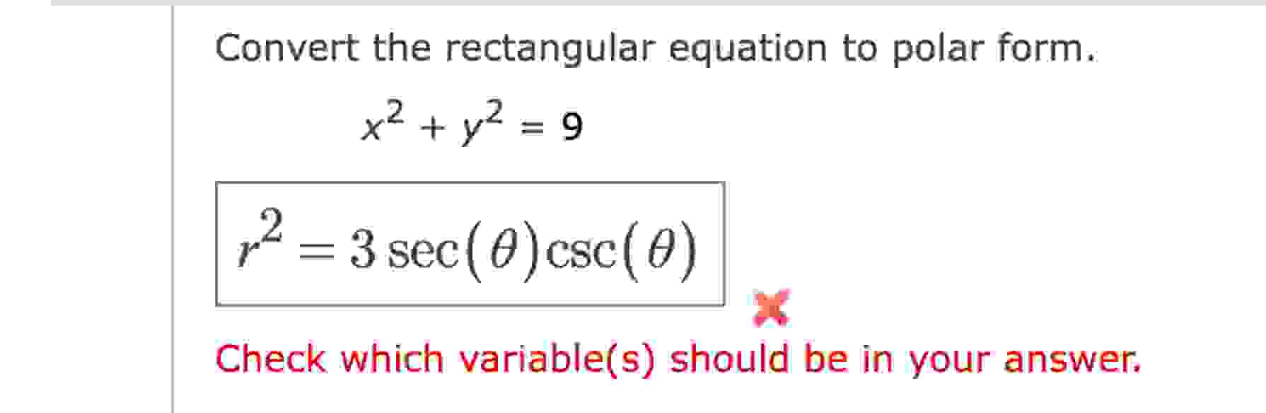Solved Convert the rectangular equation to polar | Chegg.com