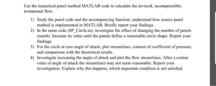 Solved Use the numerical panel method MATLAB code to | Chegg.com
