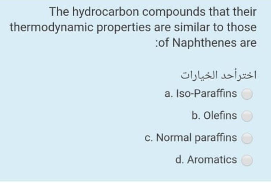 Solved The hydrocarbon compounds that their thermodynamic | Chegg.com
