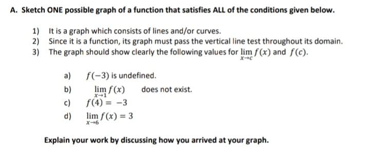 Solved A. Sketch ONE possible graph of a function that | Chegg.com