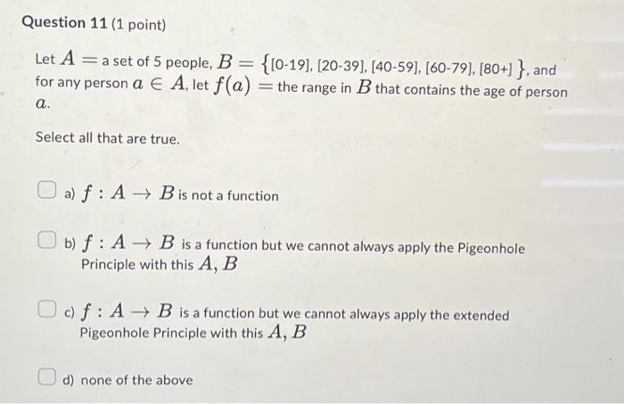 Solved Let ( A= ) a set of 5 people, ( | Chegg.com